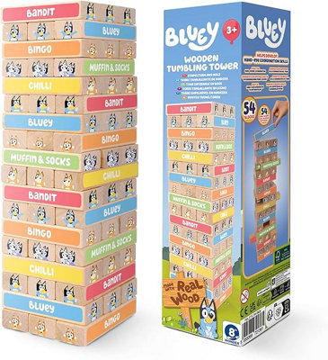 kidoola Bluey Tumbling Tower Game - 54 Colourful FSC-Certified Wooden ...