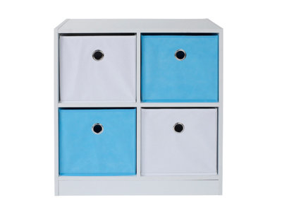 Kids 4 Cube Storage Unit with Blue & White Inserts | DIY at B&Q