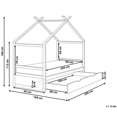 Kids Bed House Pine Wood ORGEVAL 90 x 200 cm (EU Single) with Storage Grey
