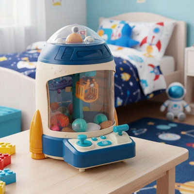 Kids Blue Rocket Grabbing Clip Claw Machine