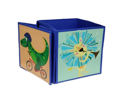 Kids Blue Toy Storage Cube Boxes 2 Fabric Storage Unit Boxes 26cm ...