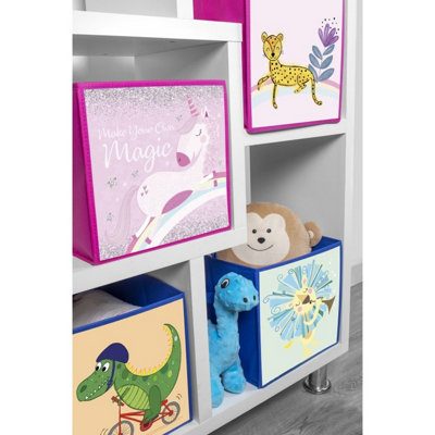 Kids Blue Toy Storage Cube Boxes 2 Fabric Storage Unit Boxes 26cm ...