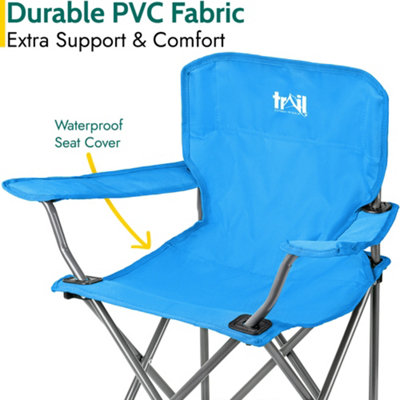 Kids Camping Chair Lightweight Folding Outdoor Childrens Seat With Rucksack Trail Blue
