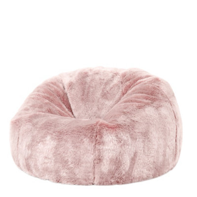 Kids Classic Faux Fur Bean Bag Chair Light Pink Bean Bags for Children