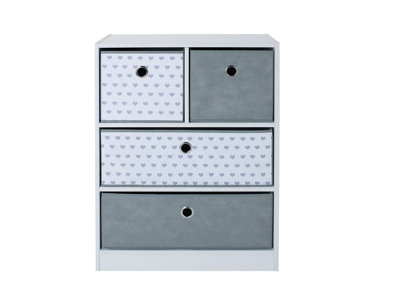 Kids Cube Storage Unit with Heart Print Cubes & Long Drawers | DIY at B&Q