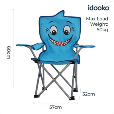Kids Folding Deck Chair Blue Shark Animal Design Garden Camping Outdoors