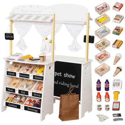 Kids Grocery Store Playset,Pretend Play Store Toy & Wooden Supermarket ...