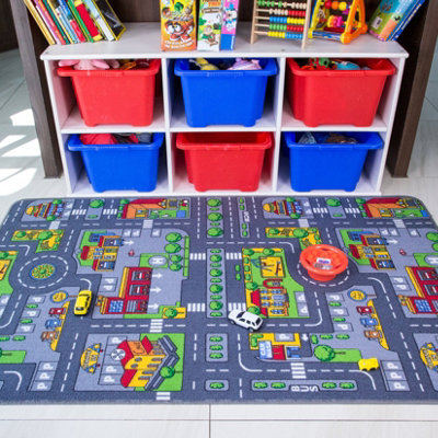 Kids Interactive Roads Play Mat Soft Bedroom Rug 80x120cm | DIY at B&Q
