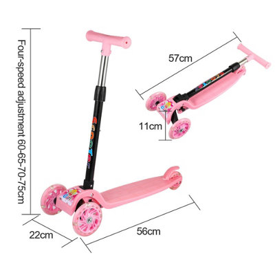 KIDS KICK PUSH SCOOTER 3 WHEELS LED FLASHING TILT BOYS GIRLS SCOOTER