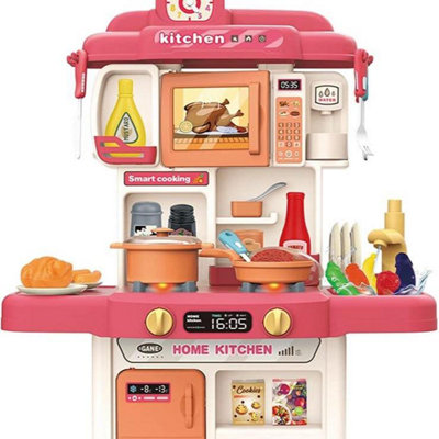 Kids Kitchen Toy Set with Light & Analog Sound, Toy Kitchen Playset ...