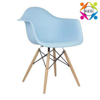Kids Light Blue PP Chairs with Effiel Wooden Cross Metal Frame, Toddler ...