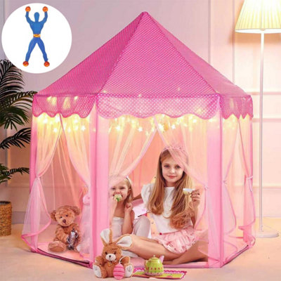 Kids Light Up Play Tent Girl Pink Fairy Princess Childrens House ...