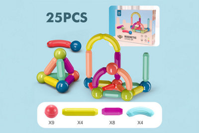 Kids Magnetic Rod Building Blocks - 25 Piece Set