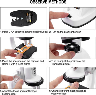 Kids Microscope, Portable Microscope Kit with LED Light