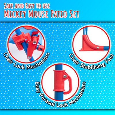 Kids Outdoor Patio Set Mickey Mouse Disney: Table, 2x Chairs, Parasol ...