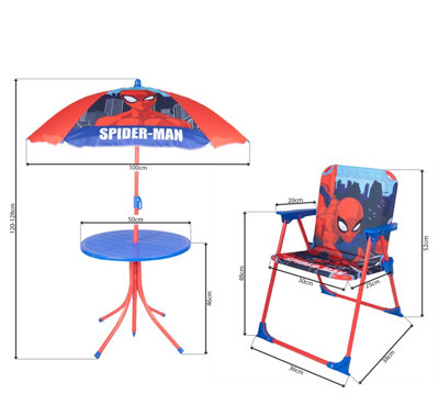 Shop Kids Outdoor Patio Sets Spider-Man: Table, 2x Chairs, Parasol ...
