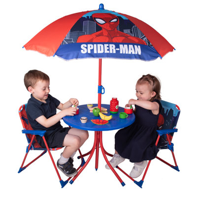 Shop Kids Outdoor Patio Sets Spider-Man: Table, 2x Chairs, Parasol ...