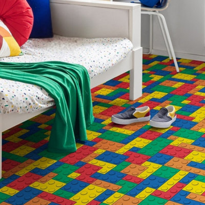 Kids Playroom Bedroom Vinyl Flooring Play Building Blocks Design, Soft ...
