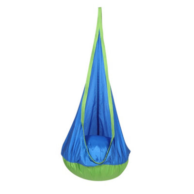 Kids Pod Hanging Swing Chair for Tree or Indoor Play - Blue & Green