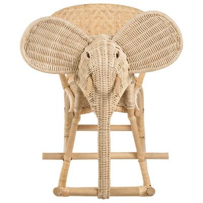 Kids Rocking Chair Elephant AMPOLLINO Rattan Natural