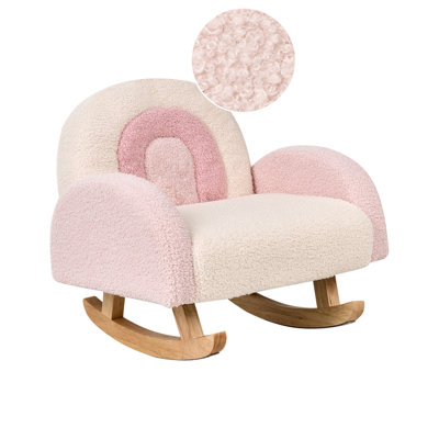 Kids Rocking Chair Rainbow OMBO Boucle Pastel Pink