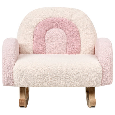 Kids Rocking Chair Rainbow OMBO Boucle Pastel Pink