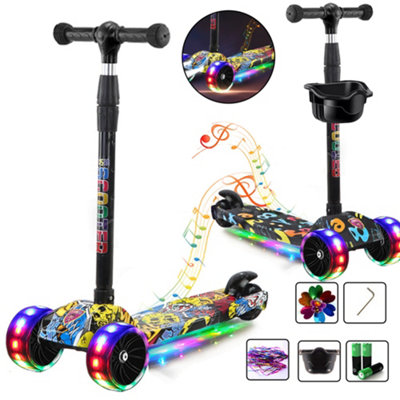 Kids Scooter Child Kick Flashing LED Light Up 3 Wheel Push Adjustable ...