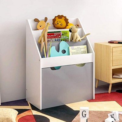 Kids Storage Unit Toy Box Organiser Bookshelf with Wheels Book Storage ...