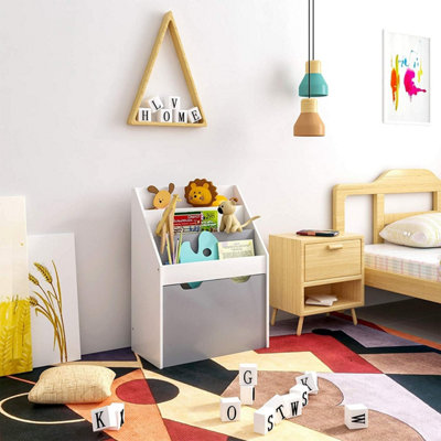 Kids Storage Unit Toy Box Organiser Bookshelf with Wheels Book Storage ...