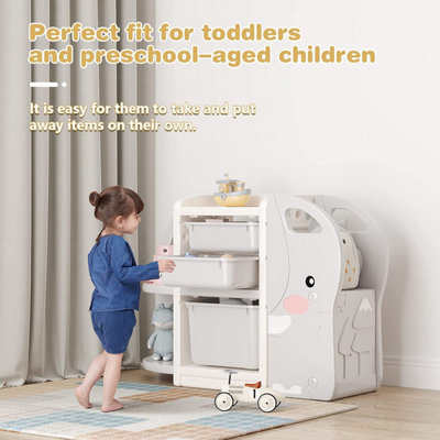 Kids Storage Unit Toy Organiser Cabinet with Removable Bins Boxes