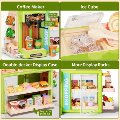 Kids Supermarket Playset with Cash Register Coffee Maker Pretend ...