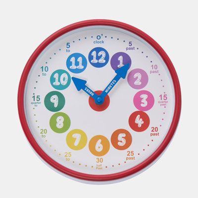Kids Wall Clock Teaching Learning Round Analogue Bedroom Home