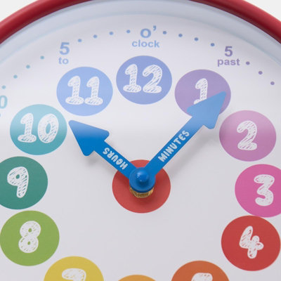 Kids Wall Clock Teaching Learning Round Analogue Bedroom Home