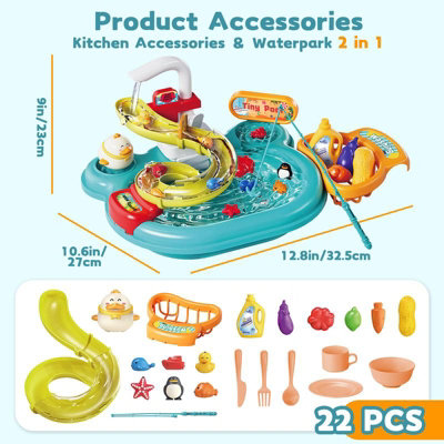 Kids Water Play Table with Fishing Game Slide, and Accessories-Fun ...