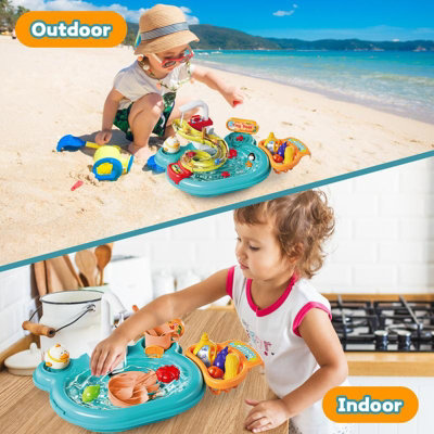 Kids Water Play Table with Fishing Game Slide, and Accessories-Fun ...