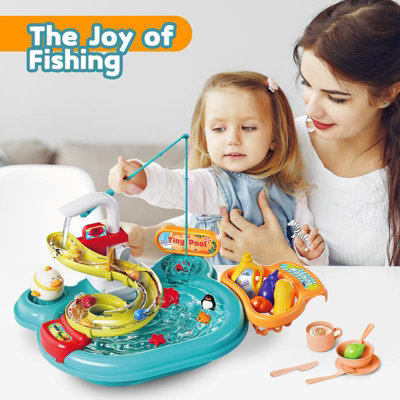 Kids Water Play Table with Fishing Game Slide, and Accessories-Fun ...