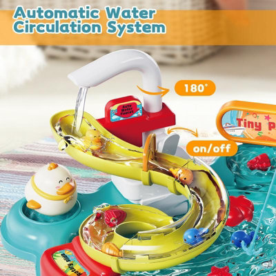 Kids Water Play Table with Fishing Game Slide, and Accessories-Fun ...