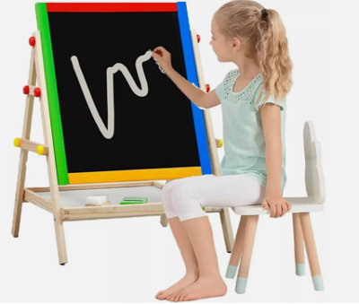 Kids Wooden 2 In 1 Blackboard & Whiteboard Childrens Easel Chalk ...