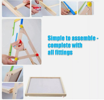 Kids Wooden 2 In 1 Blackboard & Whiteboard Childrens Easel Chalk ...