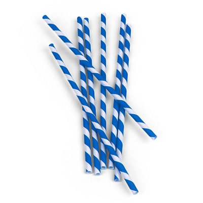 Kikkerland Blue Stripe Paper Drinking Straws 144 Pack