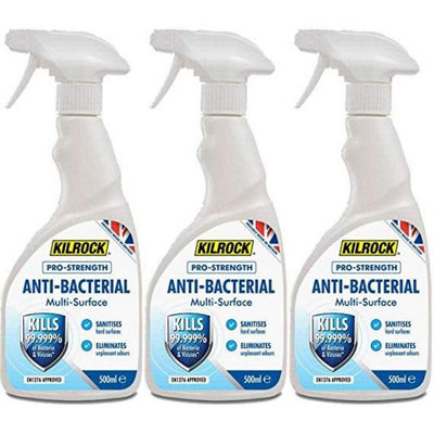 Kilrock Pro-Strength Anti-Bacterial Multi-Surface 500ml Spray (Pack of 3)
