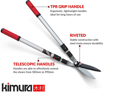 Kimura Pro Heavy Duty Lawn Shears - Premium Grass Shears, Wavy Japanese SK5 Steel Blades ...