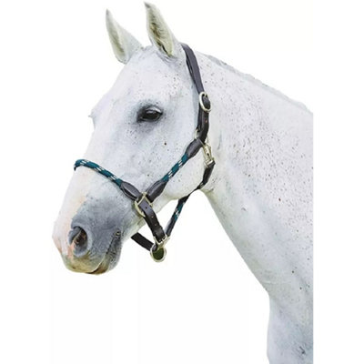 KINCADE BRAIDED LEATHER HORSE HEADCOLLAR NAVY (COB)