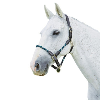 KINCADE LEATHER ROPE HEADCOLLAR HUNTER GREEN/BROWN (COB)