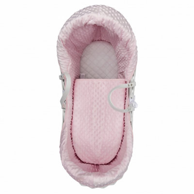 Kinder Valley Pink Dimple White Wicker Pod Moses Basket