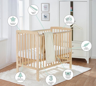 Kinder Valley Sydney Compact Cot Natural and Kinder Flow Mattress