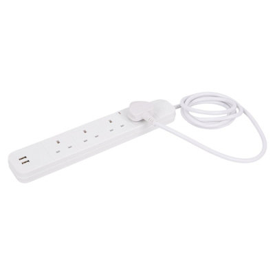 Kingavon 4-Way Extension Lead with 2m Cable & 2 USB Ports