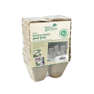 Kingfisher Biodegradable Square Peat Pots 8cm / 3 36pk One Colour (One ...