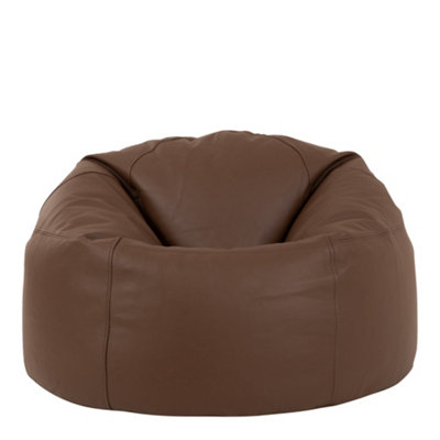 Kingston Classic Leather Bean Bag Chair Brown