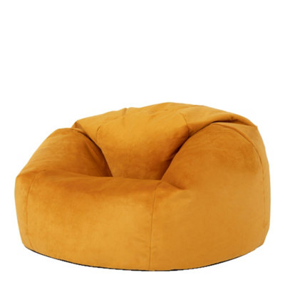 Kingston Classic Velvet Bean Bag Chair Ochre Yellow Bean Bags